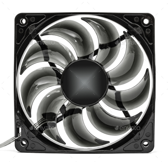 Computer fan, Isolated on white background Stock Photo by kostiuchenko