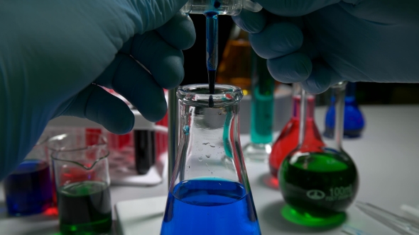 Laboratory Work In a Chemical Laboratory With Test Tubes, Stock Footage