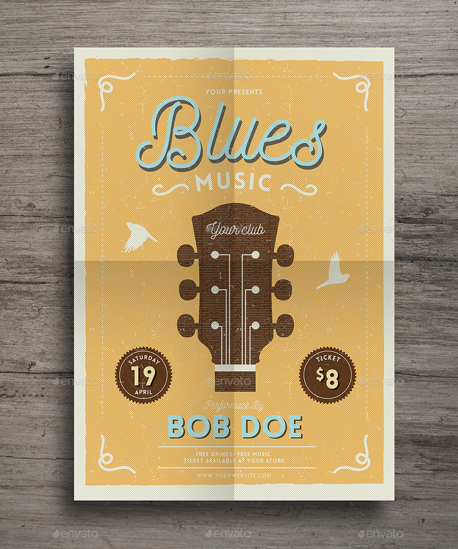 Vintage Jazz & Blues Guitar Flyer, Print Templates | GraphicRiver