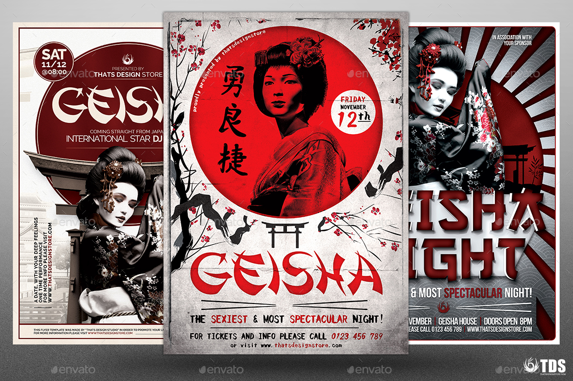 Geisha Party Flyer Bundle V2 by lou606 | GraphicRiver