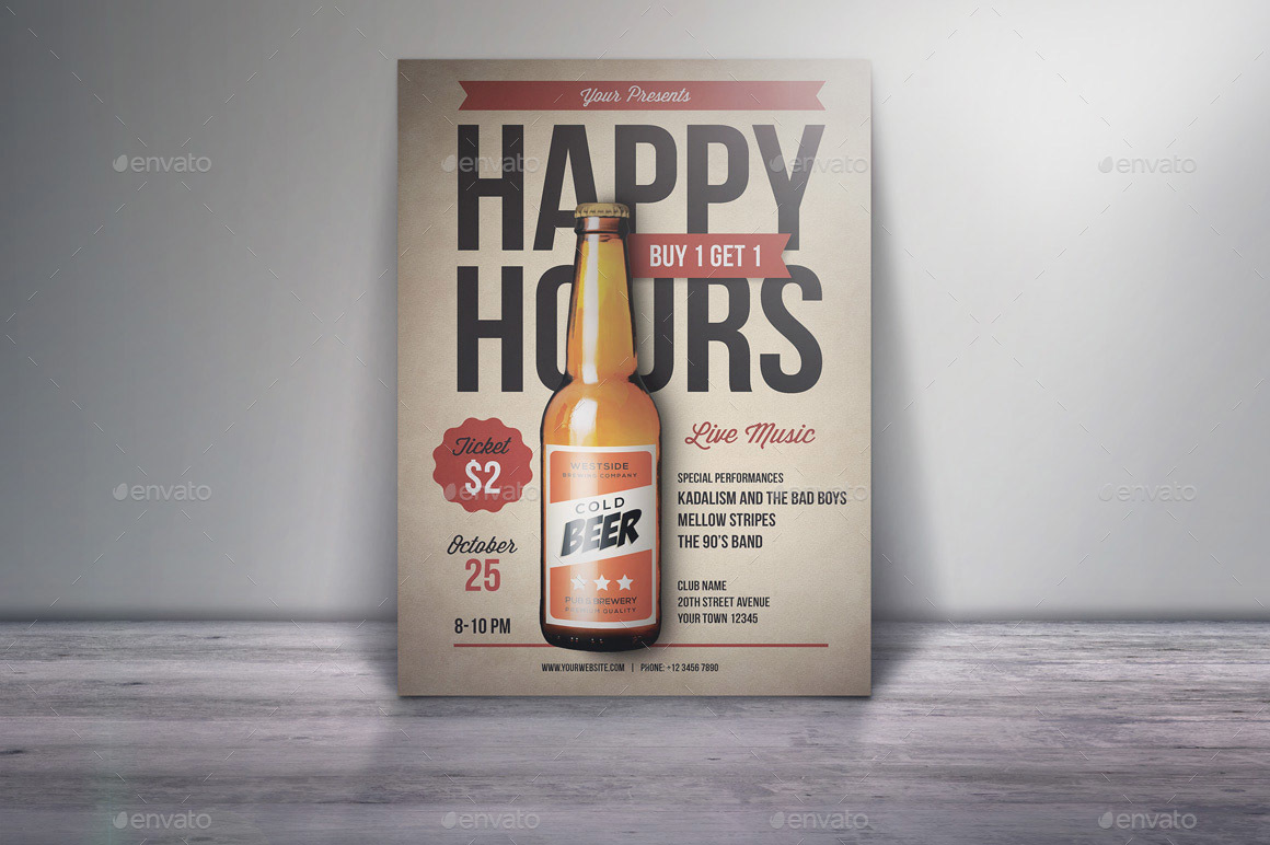 Happy Hours Flyer, Print Templates | GraphicRiver