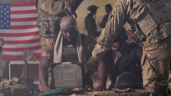 US Soldiers Developing Capture Plan at Army Laptop, Stock Footage ...