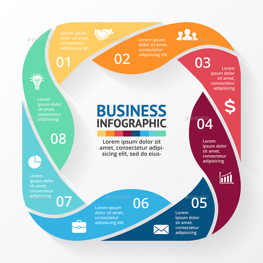8 Steps Diagrams and Infographics. PSD, EPS, AI., Infographics ...