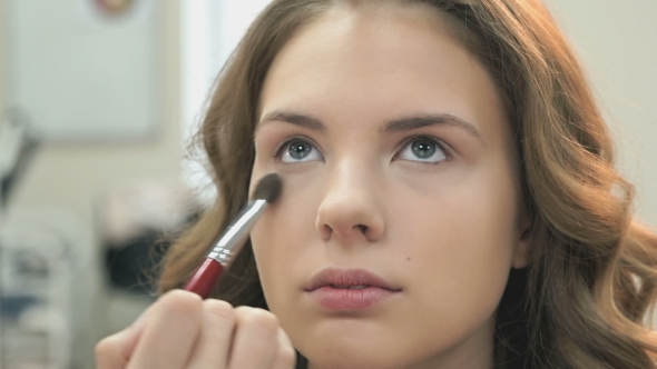 Making Of Professional Make-up For Beautiful Girl, Stock Footage ...