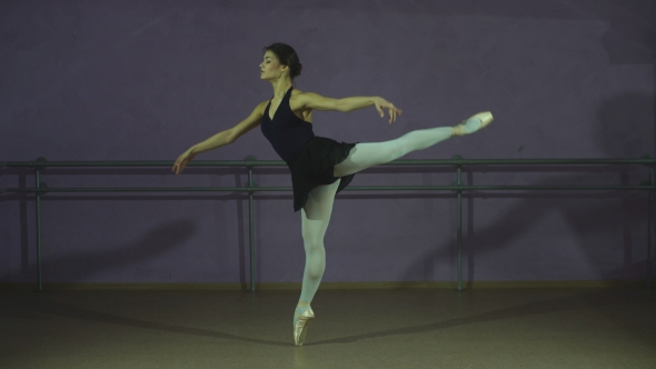 Beautiful Graceful Dancer Performs Elements Of Ballet, Stock Footage