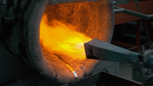 Hot Steel Burned By Modern Burner. Red Hot Metal With Fire, Stock Footage