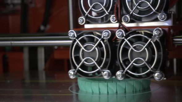 3D Printing Machine At Work On The Creation Of a New Object, Stock Footage