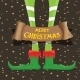 Merry Christmas Card with Cartoon Elf Legs, Vectors | GraphicRiver