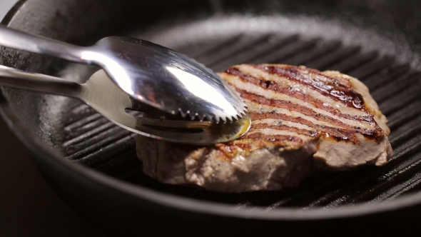 Grilled Steak Texture Being Cooked, Stock Footage | VideoHive