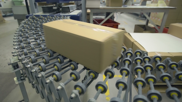 Box Moving On Packing Line, Stock Footage | VideoHive