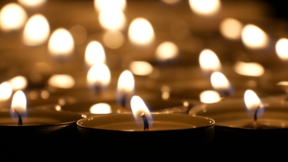 Tea Candles Burning At Night, Stock Footage | VideoHive