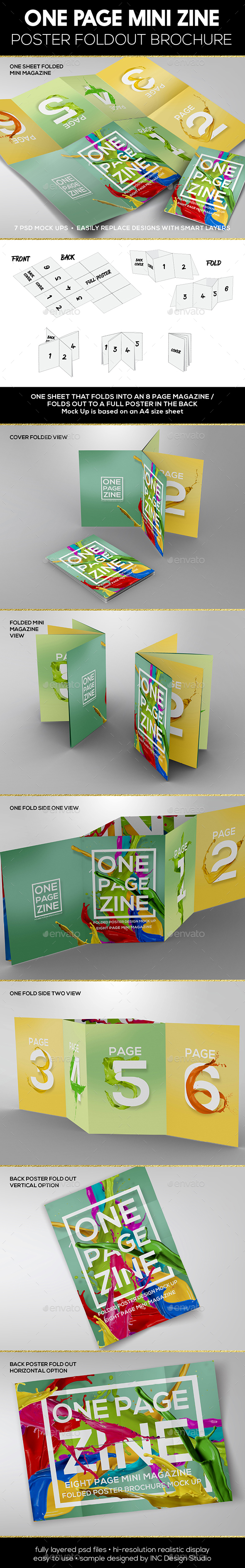 One Page Mini MagaZine | Foldout Poster Booklet by ina717 | GraphicRiver