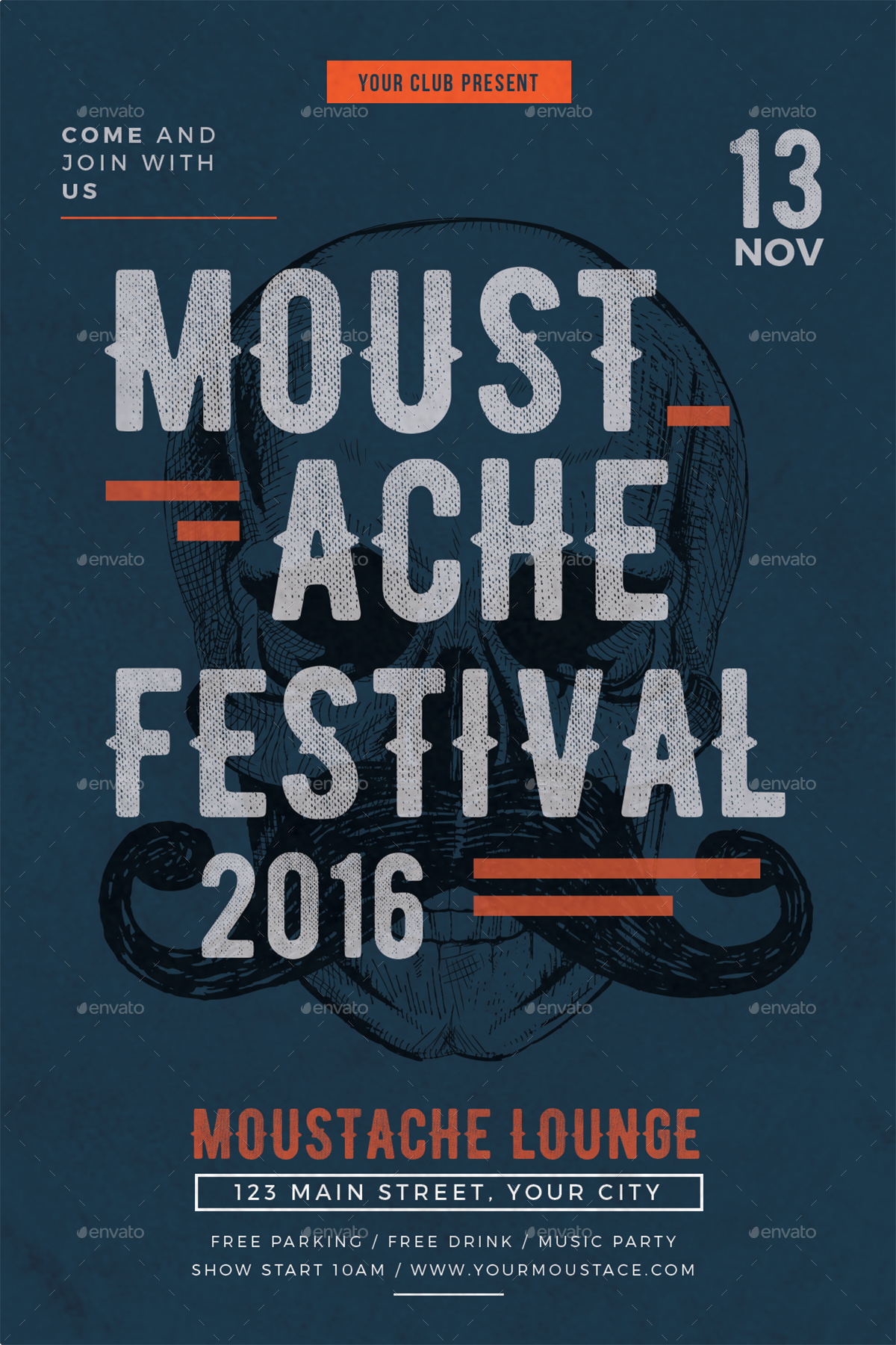Moustache Fest Flyer, Print Templates | GraphicRiver