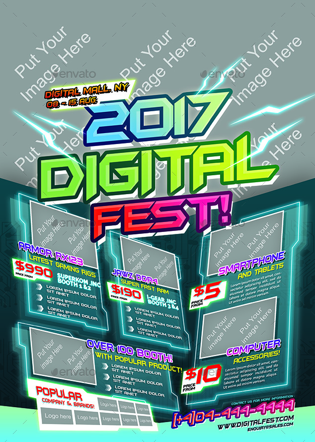 Digital Fest Flyer, Print Templates | GraphicRiver