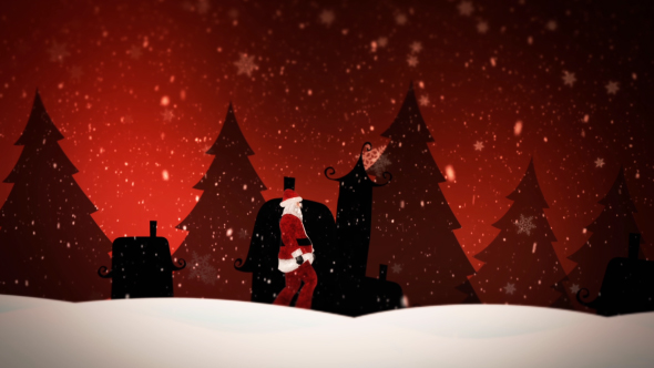 Santa Claus Walking in Snow Covered Field, Motion Graphics | VideoHive