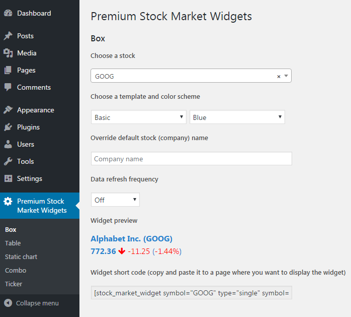 Premium Stock Market Widgets for WordPress by FinancialTechnology ...