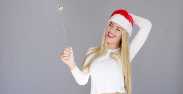 Beautiful Adorable Girl Having Fun With Sparkler, Stock Footage | VideoHive