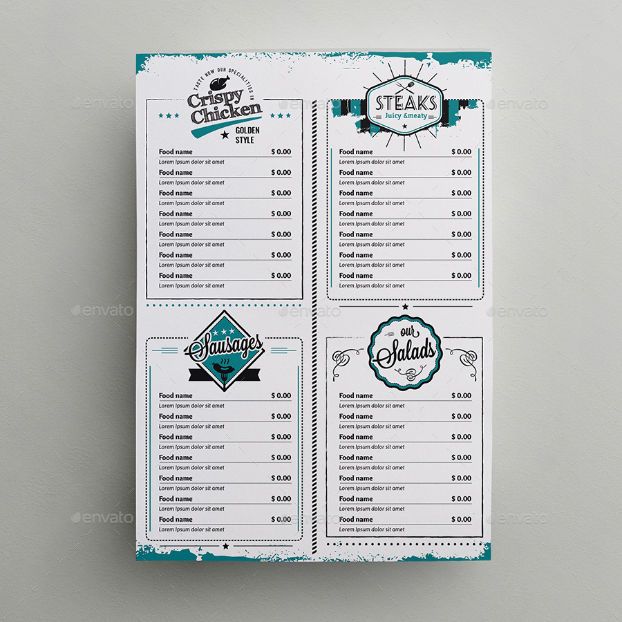 The Black and White + 1 Color Menus / Vintage, Print Templates ...