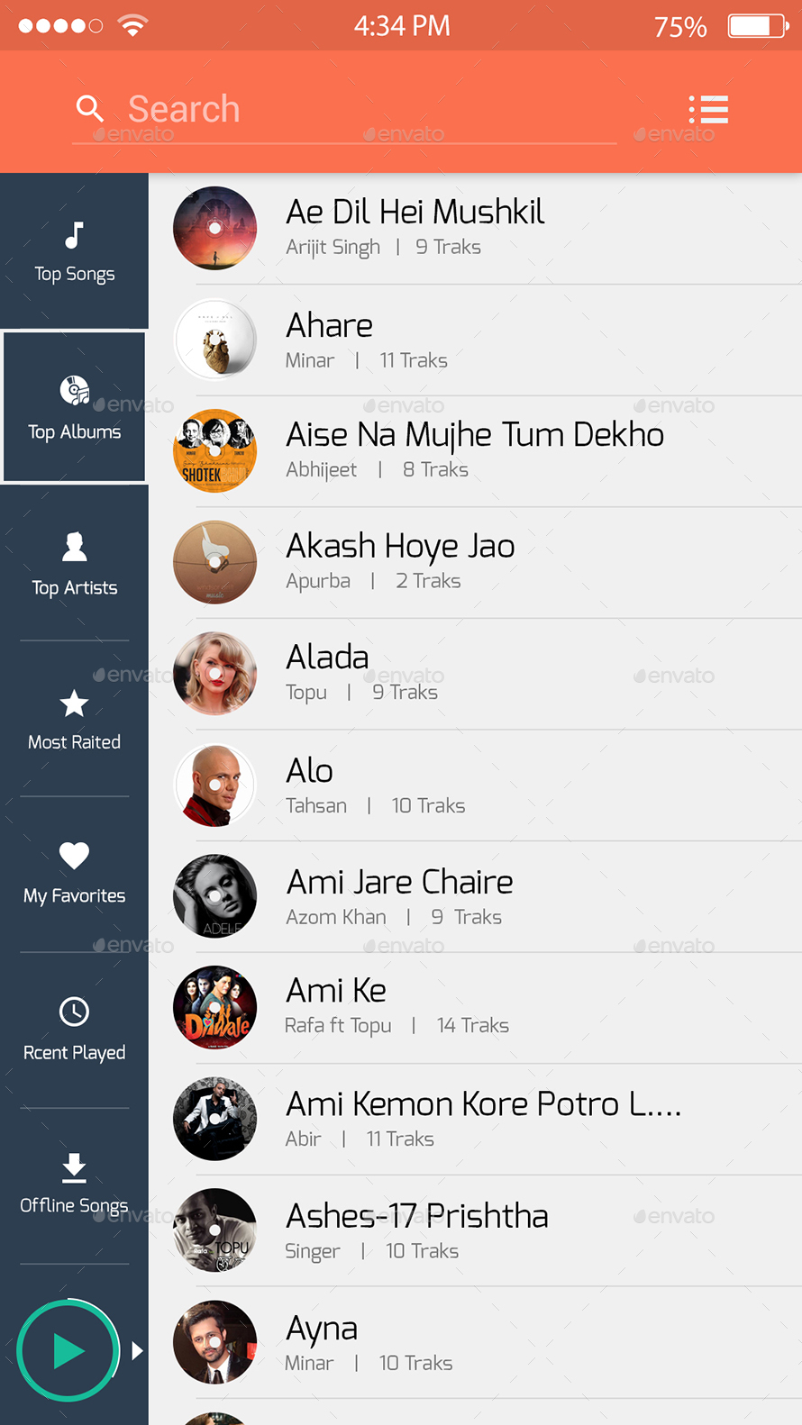 Online Music app UI, Web Elements | GraphicRiver