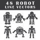 48 Robot Line Vectors, Vectors | GraphicRiver