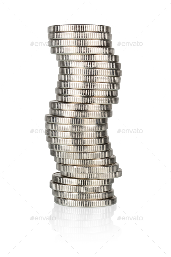 Silver coin stack Stock Photo by Ha4ipuri | PhotoDune