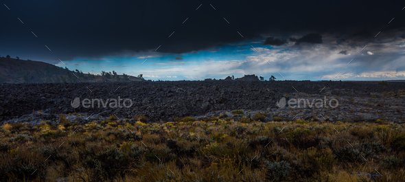 Big Cinder Butte Craters of the Moon Panorama Stock Photo by kwiktor