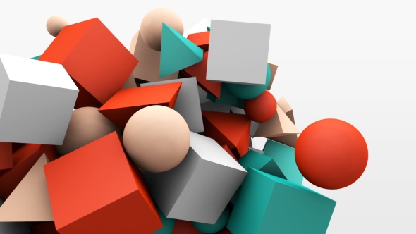 Flying 3D Geometric Objects Background, Motion Graphics | VideoHive