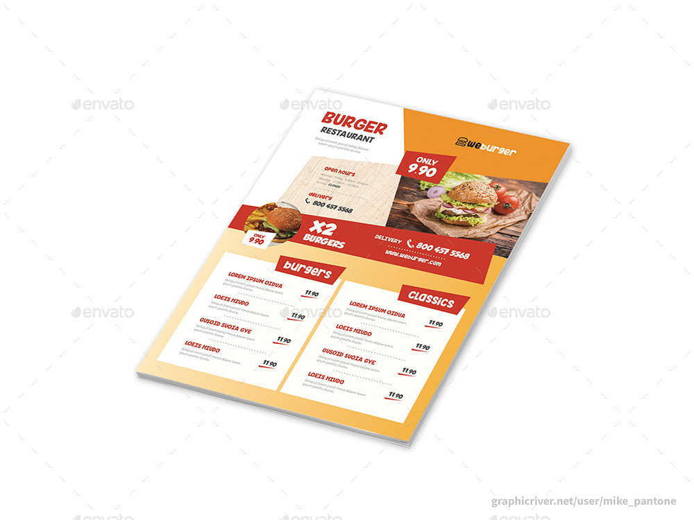 Fast Food Restaurant Menu Flyers – 4 Options, Print Templates ...