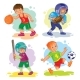 Boys Playing Sports Icon Set, Vectors | GraphicRiver