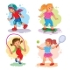 Girls Playing Sports Icon Set, Vectors | GraphicRiver