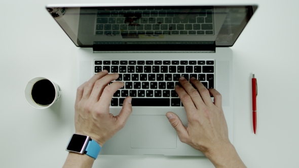 Computer Is Using By Businessman On a White Background, Stock Footage