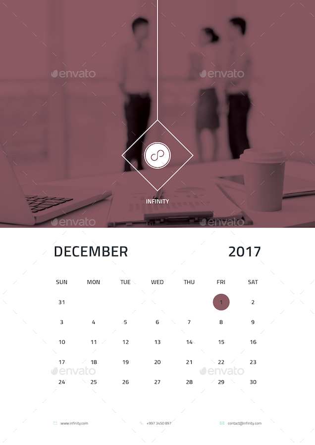 Modern Minimal Calendar Template, Print Templates | GraphicRiver