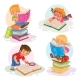 Set Icons Of Small Children Reading a Book, Vectors | GraphicRiver