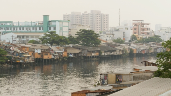 City's Slums From The River In Saigon City, Stock Footage | VideoHive