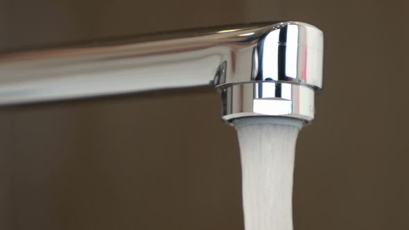 Water Under Strong Pressure Flows From a Water Tap, Stock Footage ...