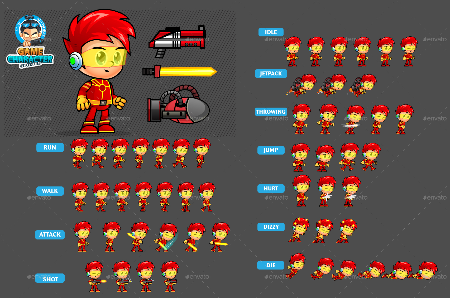 2D Game Character Sprites 277 by pasilan | GraphicRiver