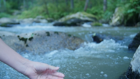 Female Hand in Water Stream, Stock Footage | VideoHive