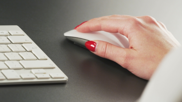 Woman Using Mouse and Typing on a Keyboard, Stock Footage | VideoHive