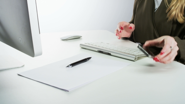Woman Typing and Using a Mobile Phone, Stock Footage | VideoHive