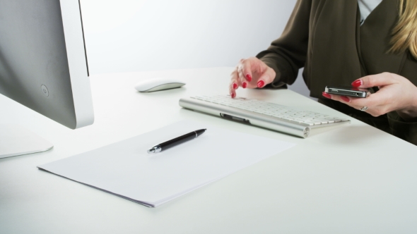 Woman Typing and Using a Mobile Phone, Stock Footage | VideoHive