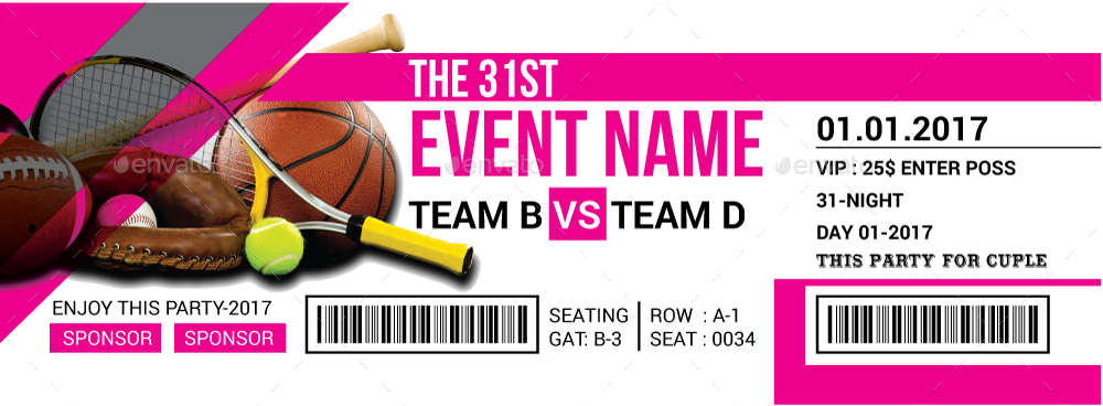 Sports Event Ticket, Print Templates | GraphicRiver