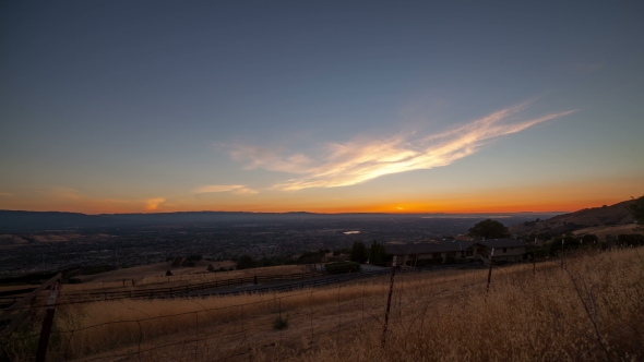 View Of The Silicon Valley From Mount Hamilton At Sunset., Stock Footage