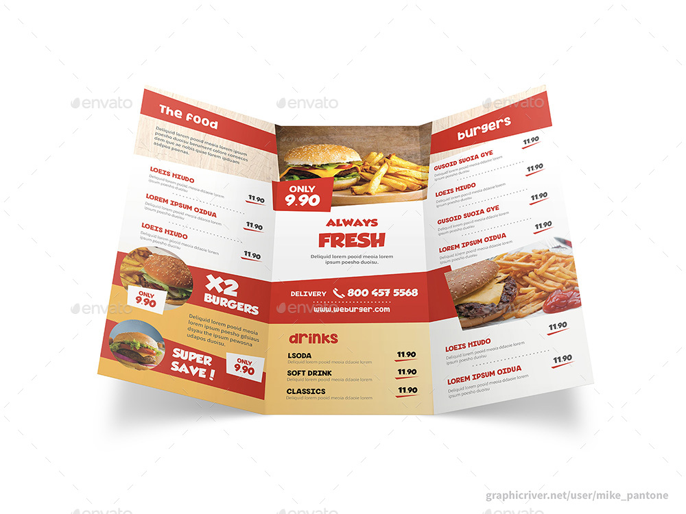 Fast Food Restaurant Menu Print Bundle, Print Templates | GraphicRiver