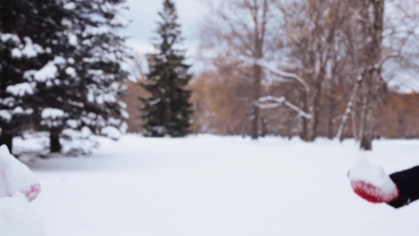 Happy Friends Playing with Snow in Winter, Stock Footage | VideoHive