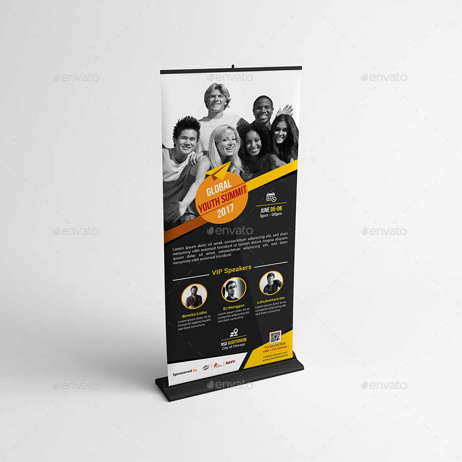 Youth Summit Flyer & Roll-Up Banner Bundle, Print Templates | GraphicRiver