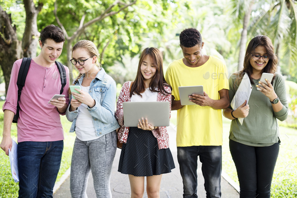 Diverse People Walking Technology Campus Concept Stock Photo by Rawpixel