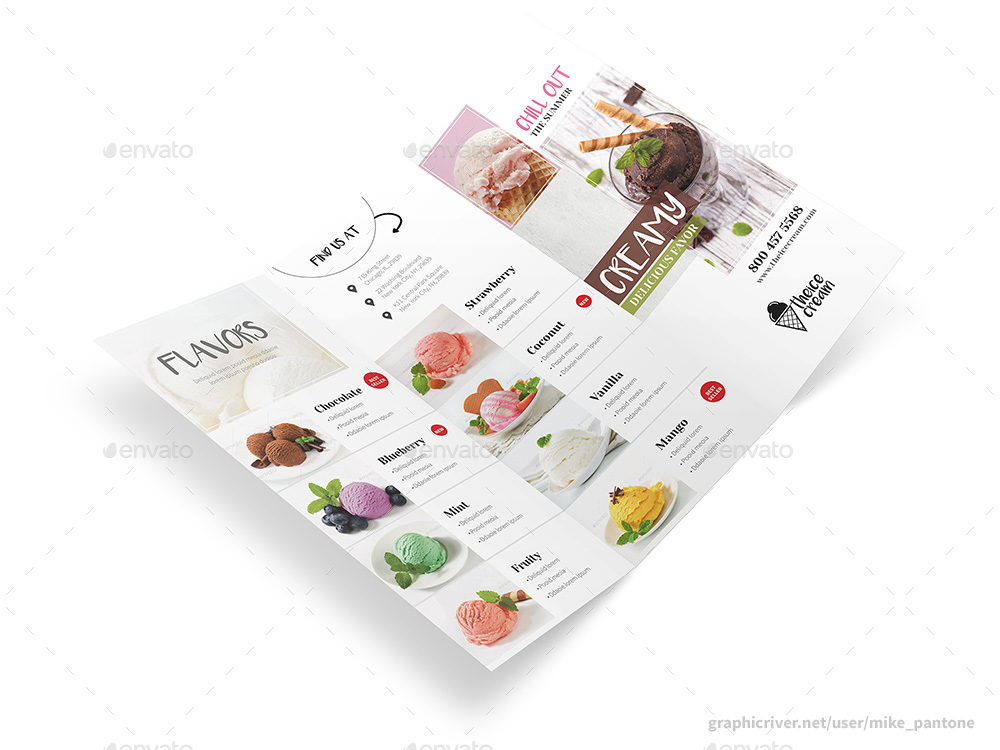 Ice Cream Restaurant Trifold Menu, Print Templates | GraphicRiver