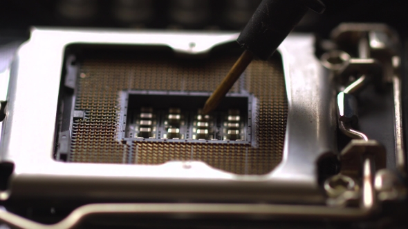 Process of Repairing and Soldering Cpu Chip Microprocessor, Stock Footage