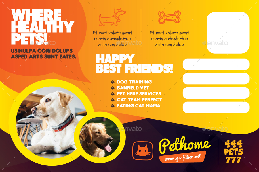 Pets Shop Postcard Templates, Print Templates | GraphicRiver