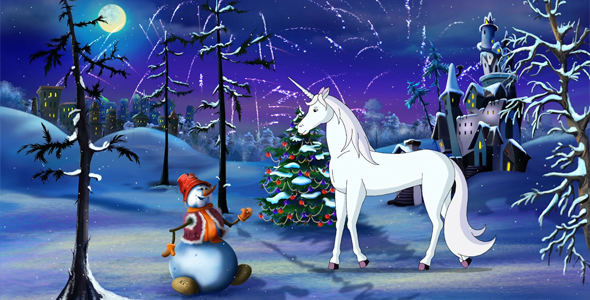 Christmas Fantasy with Magic Unicorn, Motion Graphics | VideoHive